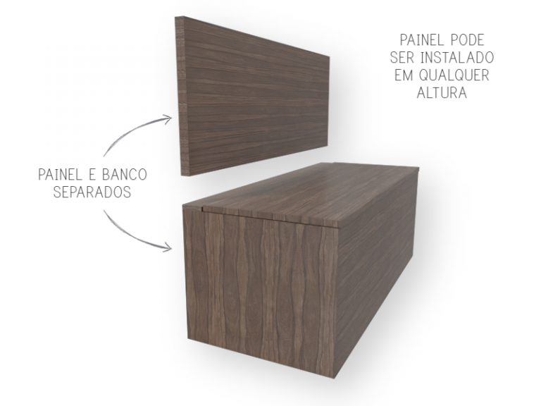 Banco Baú Pau Ferro c/ Painel - Marcena | Móveis Sob Medida