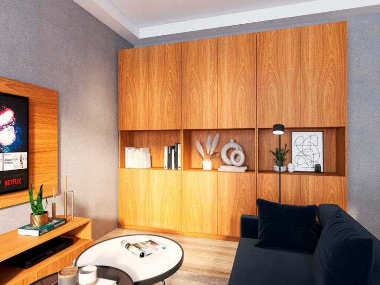 Estante com Nicho e 4 Portas Louro Freijo